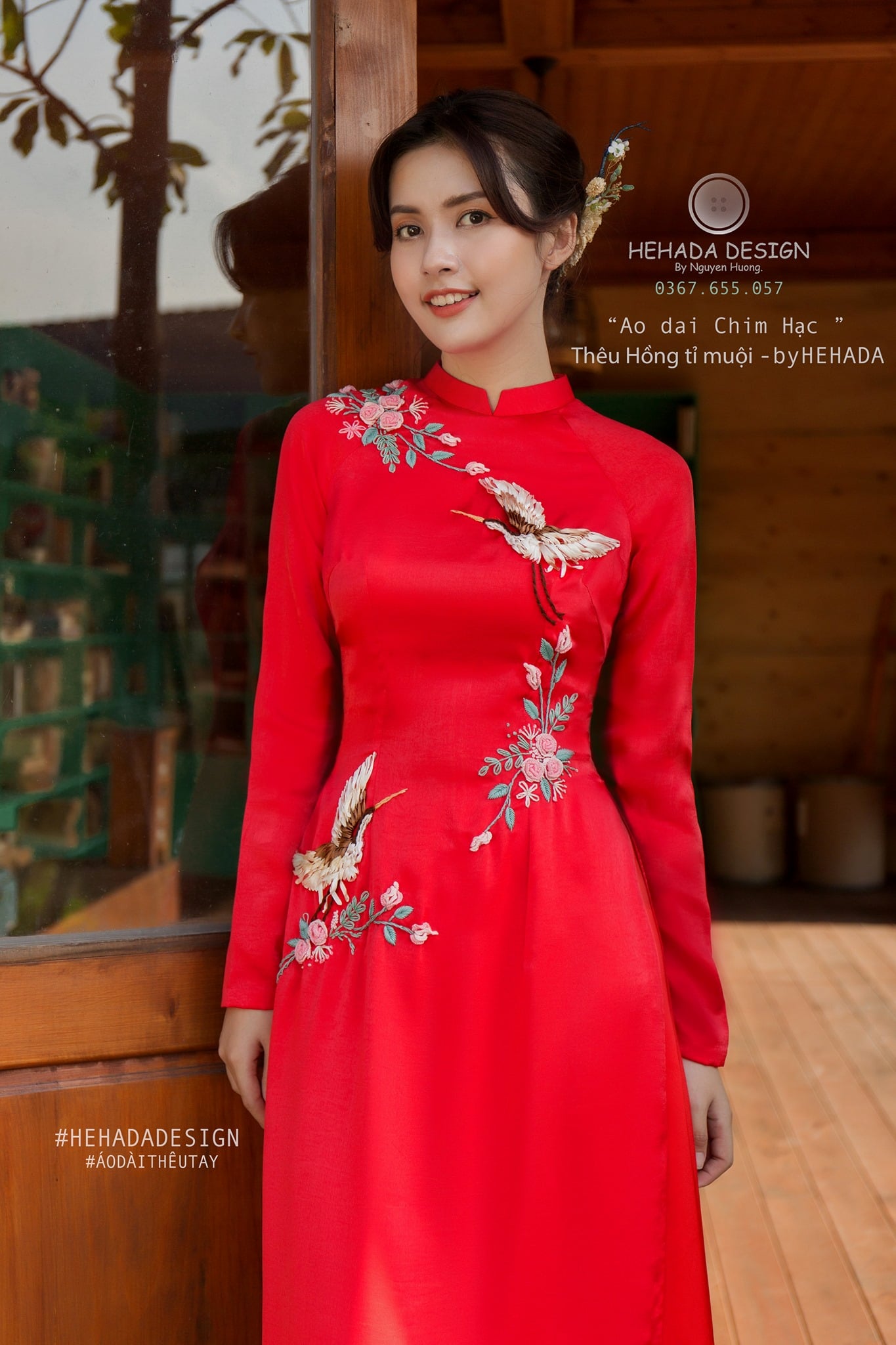 Áo dài Chim Hạc Đỏ